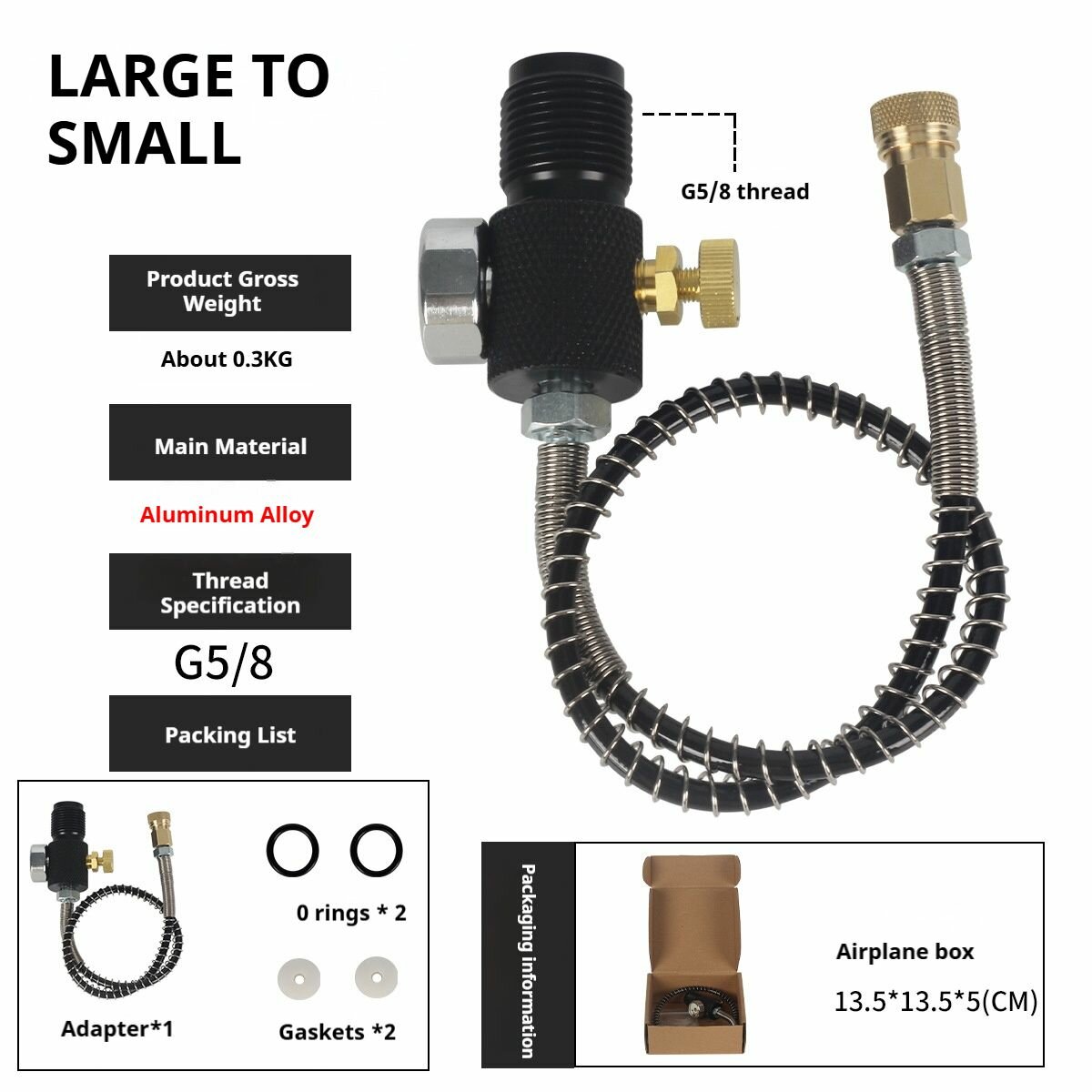 Переходник быстросъемный высокого давления 40МПа G5/8 адаптер для заправки баллонов 6 8Л со светящимся манометром