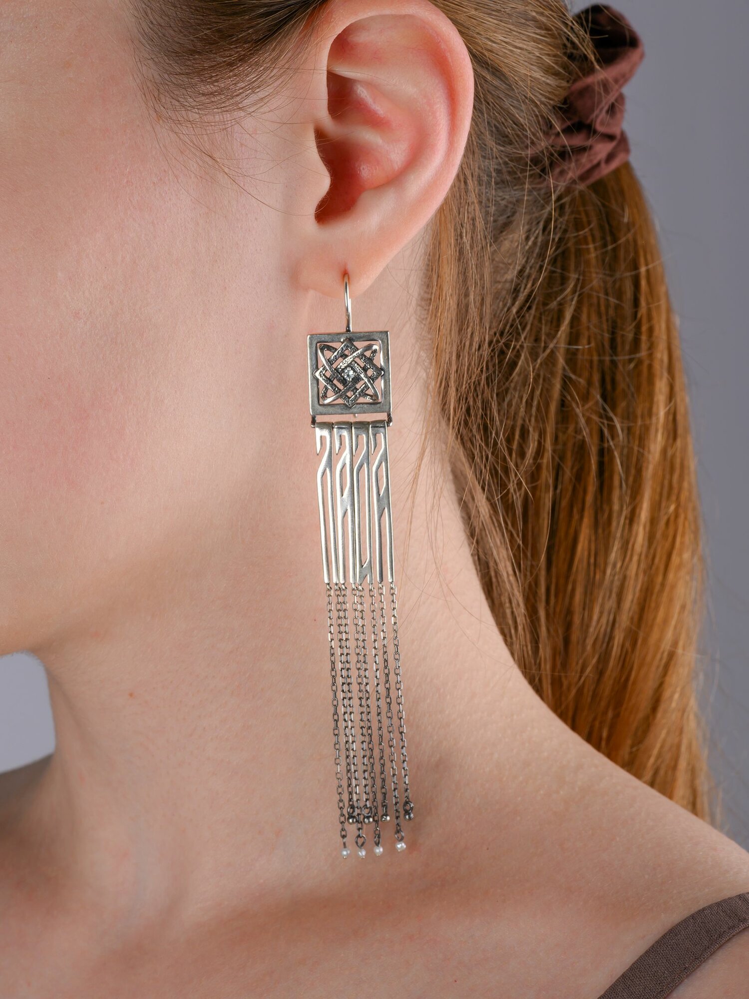 Серьги, серебро, 925 проба, чернение, жемчуг пресноводный, топаз