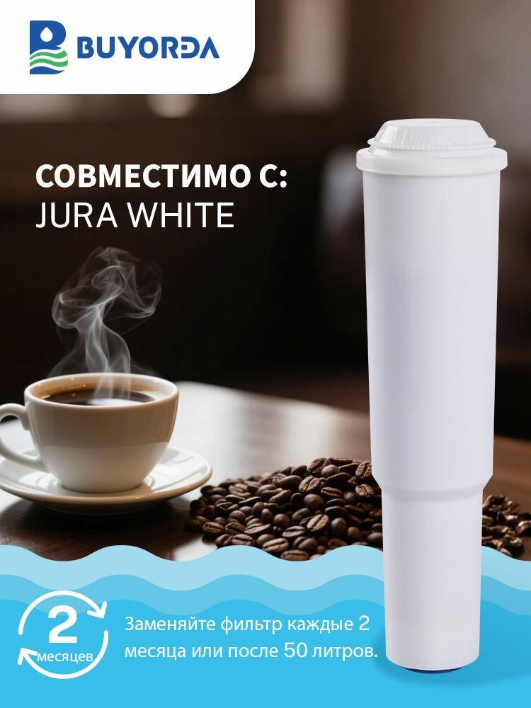 Сменный водяной фильтр Buyorda для кофемашин, совместим с Jura Clearyl White, подходит для автоматических моделей Jura E8 и серии ENA, Фильтрующий картридж для защиты от накипи