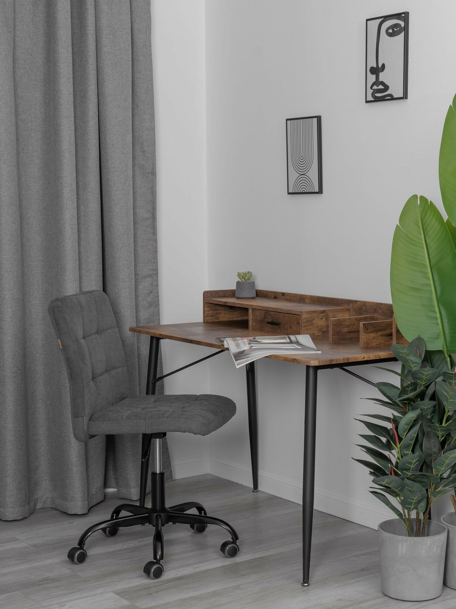 Кресло компьютерное офисное TetChair FIESTA metalBL, ткань, серый