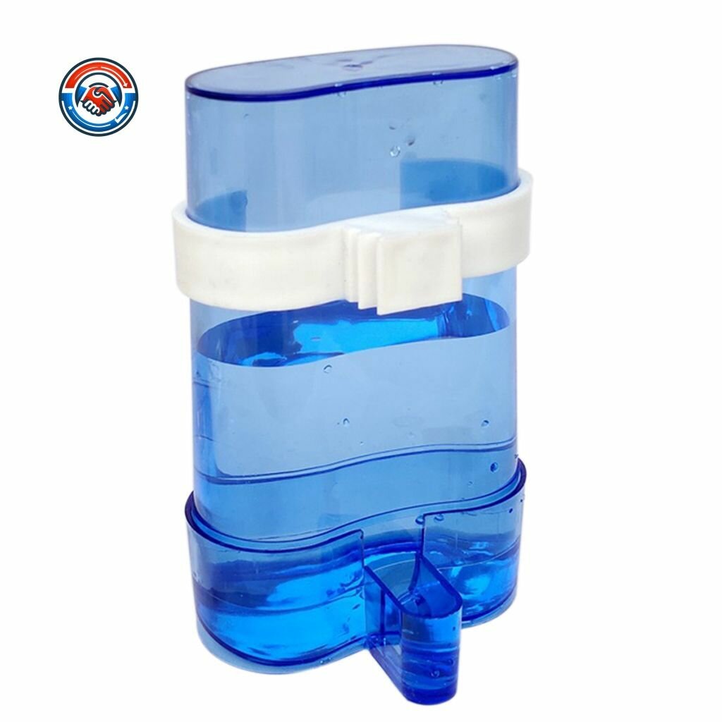 Автоматическая кормушка поилка для попугаев и мелких птиц, прозрачная ПВХ дозатор семян вода, крепление на клетку, компактная 220 мл, синий хрусталь жёлтый