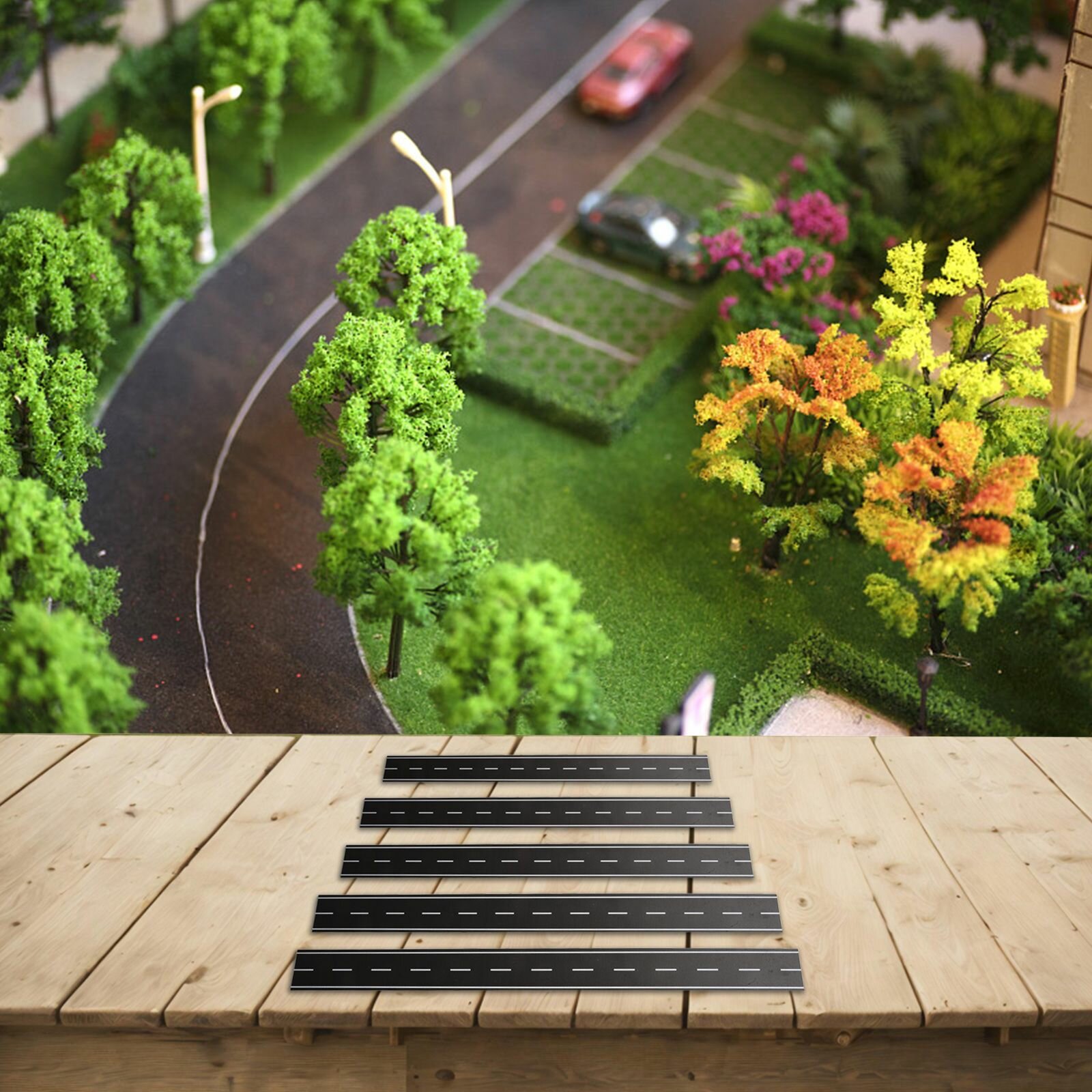 Самоклеящиеся дорожные полосы 5 шт, 40x500 мм для диорам и макетов железной дороги масштаба N, гибкие полоски для реалистичных дорог и улиц в миниатюрах