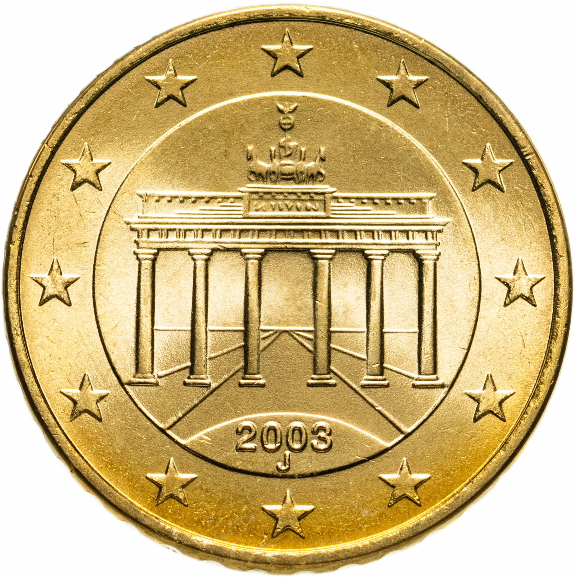 Германия 10 евроцентов 2003 Двор J, Латунь, в сохранности UNC