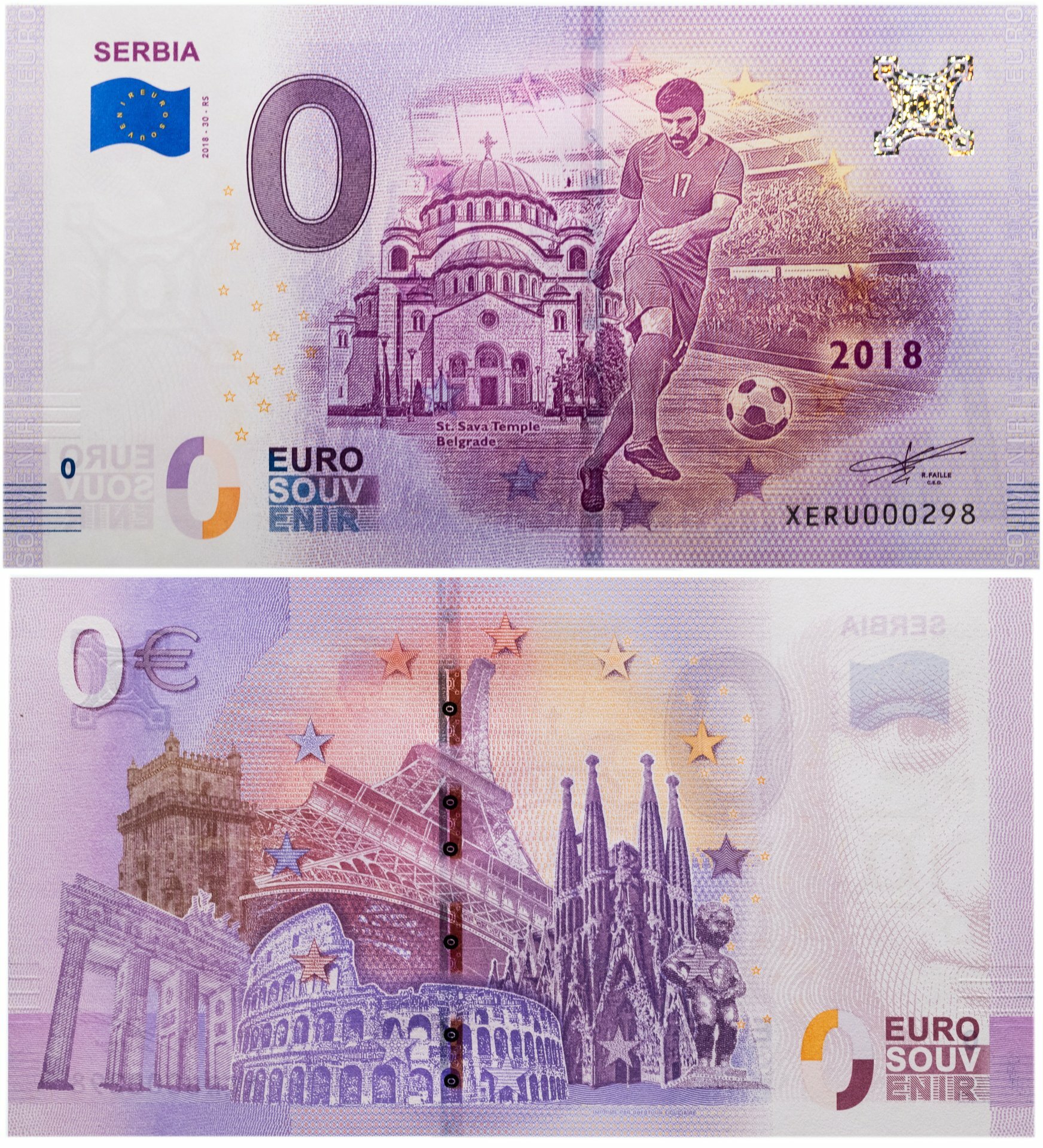 0 евро euro Футбол Чемпионат Мира страна участник - "Сербия" в буклете с сертификатом