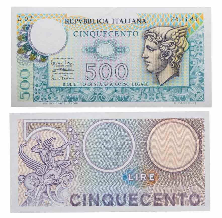 Италия 500 лир 1974 года