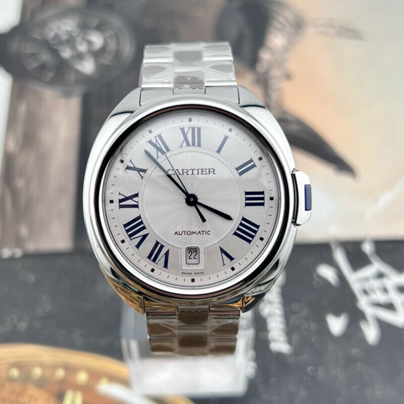 [Подержанные 99 новых] Мужские часы Cartier серии Key из нержавеющей стали диаметром 40 мм, автоматические механические часы, подержанные роскошные часы WSCL0007