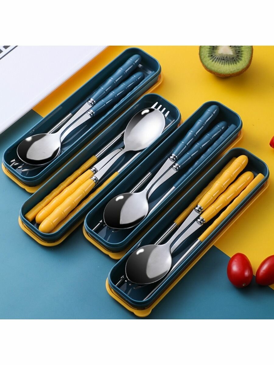 Набор столовых приборов 3 предм. синий