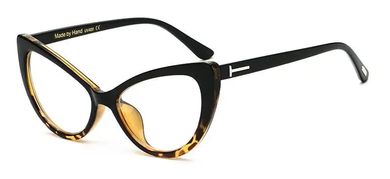 Черные очки "кошачий глаз" от 0 до +6.0 black leopard, custome