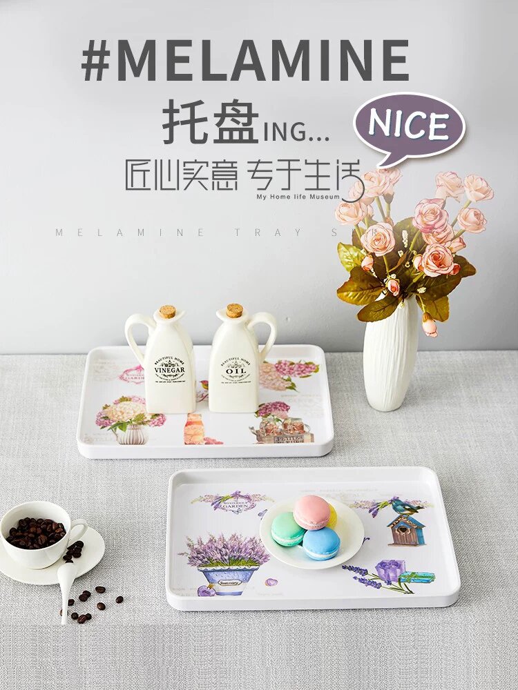 Европейский поднос из меламина Sweet Garden малого размера для торта, фруктов и десертов, кухонная принадлежность для