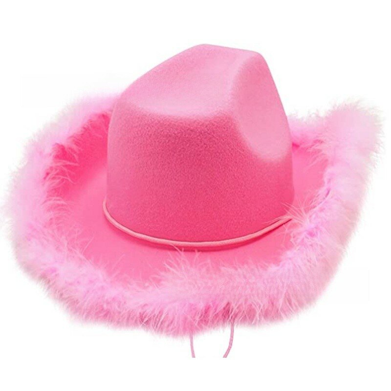 Cowboy hat pink cotton с перловой каймой и звездным украшением для косплея и праздничных мероприятий стиль d