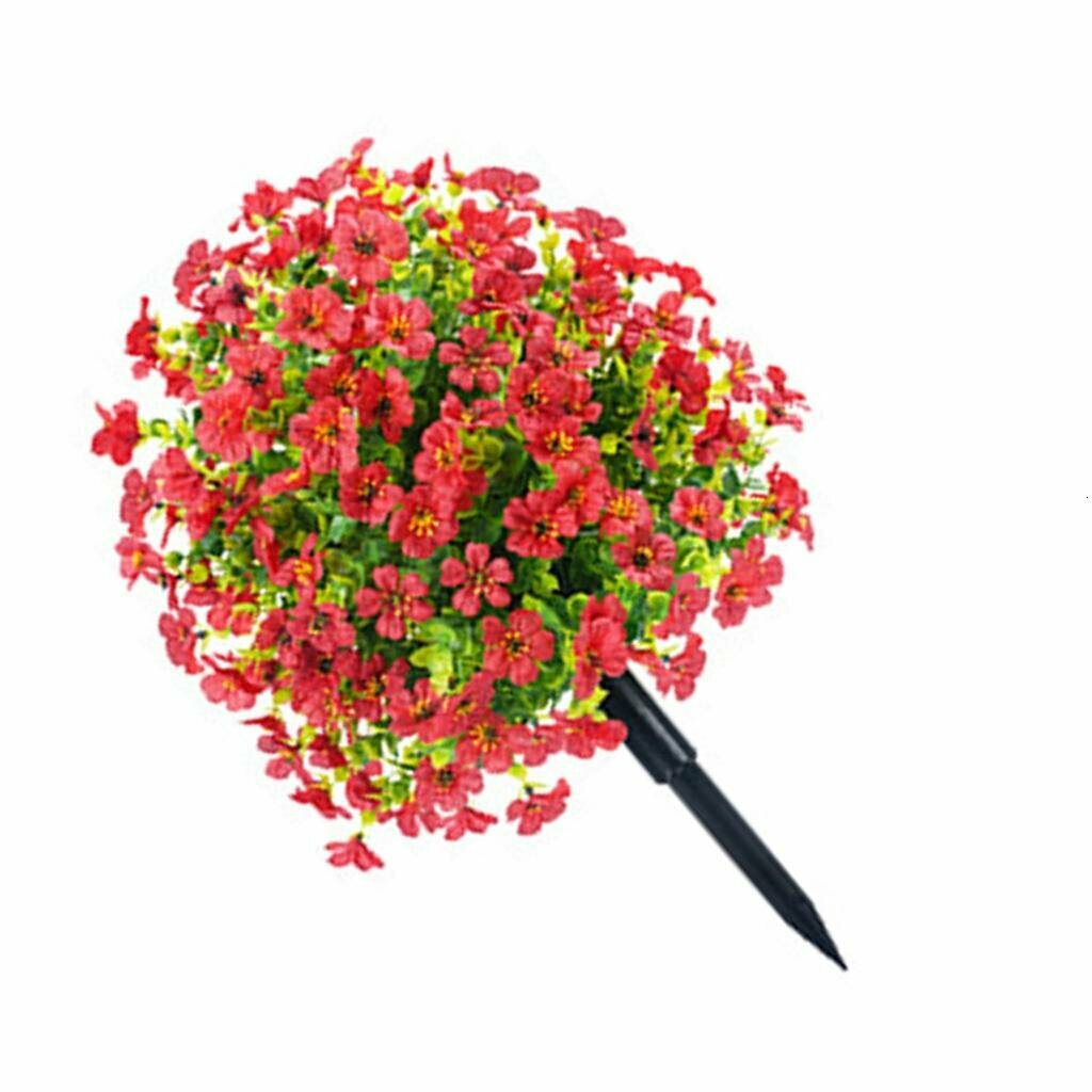 Искусственные фиалки и эвкалипт для декора, красный