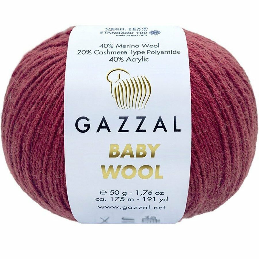 Пряжа Gazzal BABY WOOL 816 бордо (5 мотков)