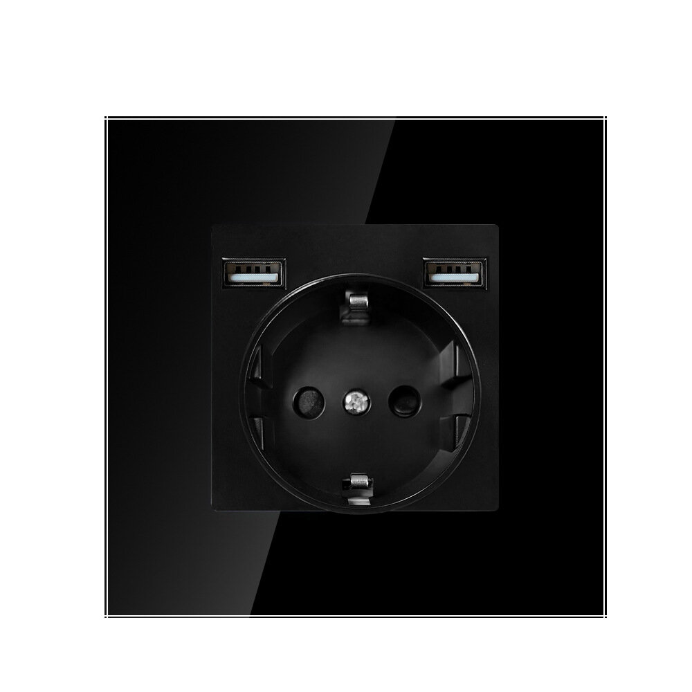 Настенная розетка R Series 86 типа европейского стандарта с USB и Type-C, стеклянная панель, скрытая круглая коробка для установки