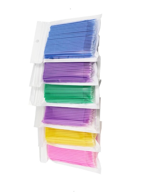 Микробраши 5, 10, 50, упаковка для наращивания ресниц. Браши, брашики, мини палочки ватные