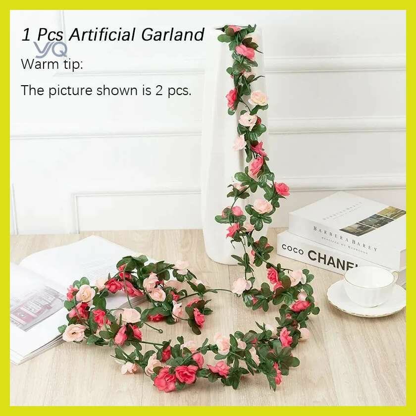 Искусственные цветы 2,5м. Весенние маленькие пионы и плющ украсят ваш сад Розовый