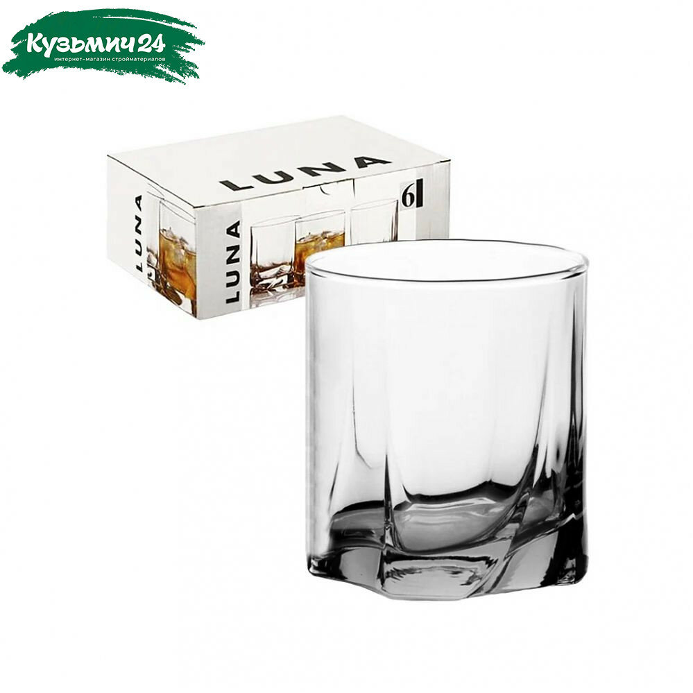 Набор стаканов Pasabahce Luna для виски, стекло, 372 мл, в упаковке 6 штук, 42348