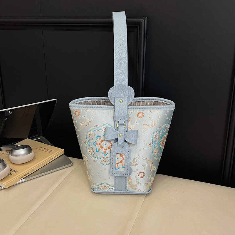 Новая сумка-тоут в китайском стиле из брокада, настраиваемый комплект ткани, ручная работа, сумка-ведро, одно плечо, кроссбоди, женская сумка, нишевый стиль