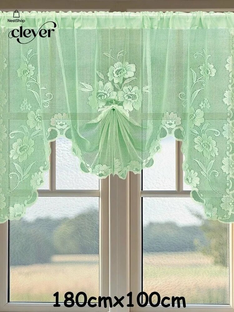 Штора портьера 100 крепление Петли зеленый