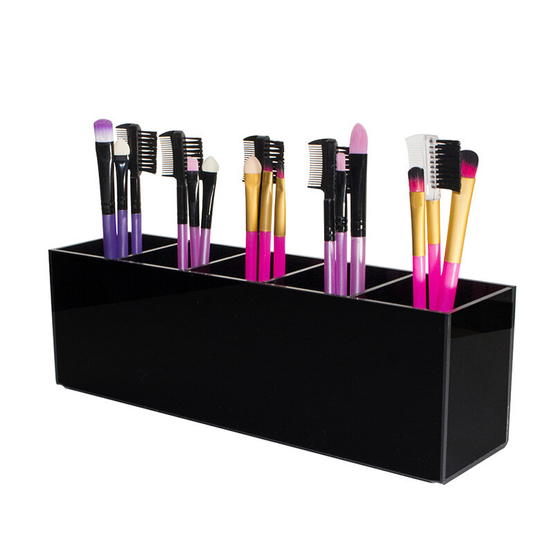 Прозрачная акриловая ручная работа 5-отверстная косметичка для кистей, карандашей для бровей, помады, органайзер для красоты на столе