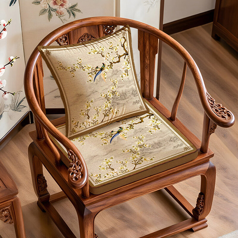 Новая подушка для стула из хлопка и льна в китайском стиле, специальный поролон для стула Тайши, нескользящая дышащая подушка для сидения, национальный стиль для чайной комнаты и кабинета, красная деревянная подушка для стула