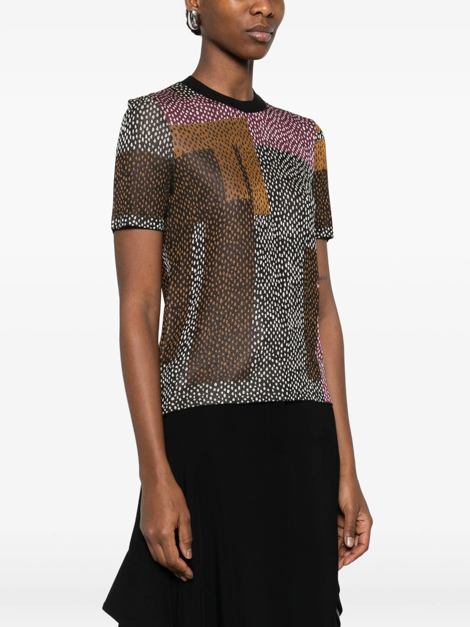 Футболка FENDI Geometric-pattern T-shirt, размер 40, коричневый — фото 1