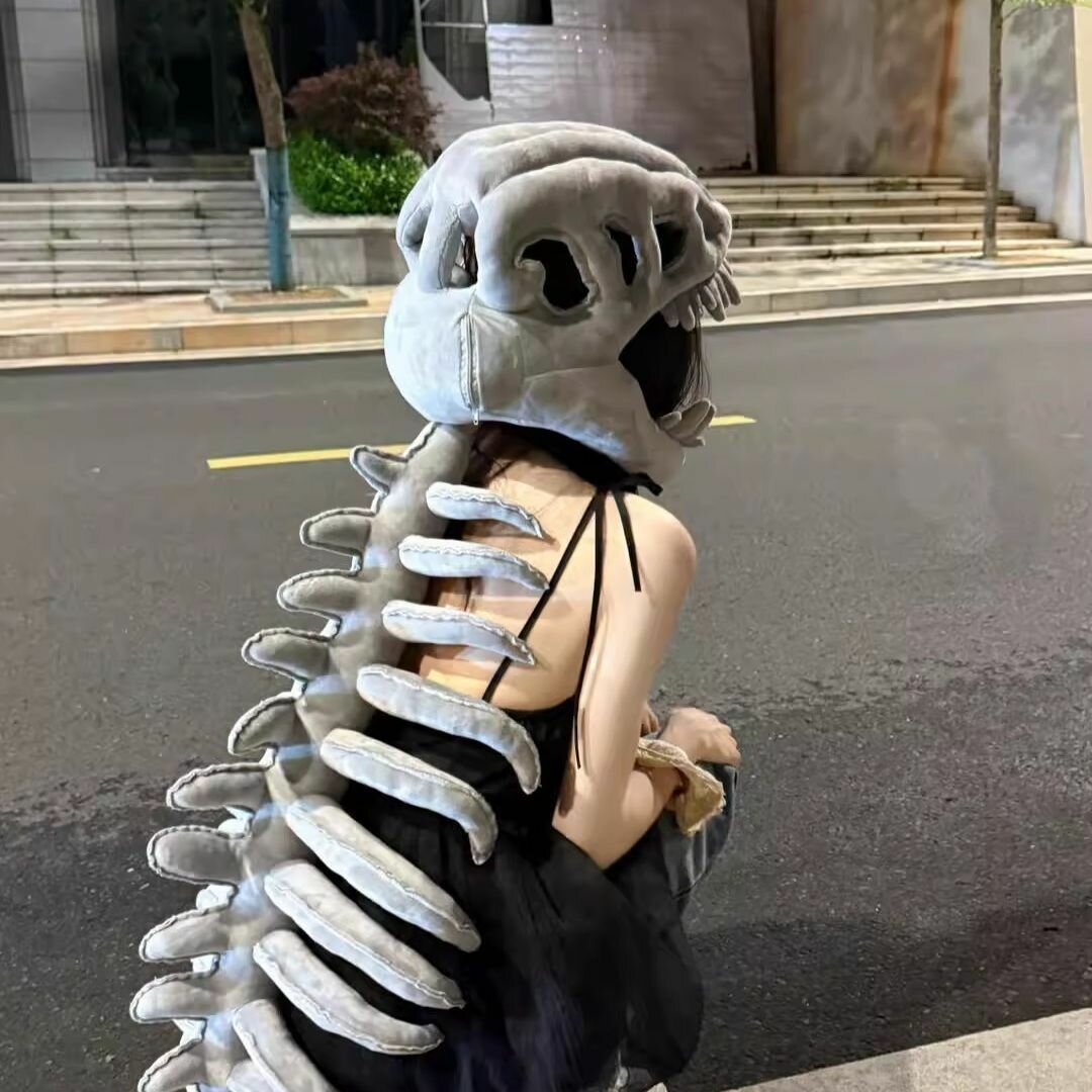 Новая китайская плюшевая игрушка в виде скелета динозавра, олень Хан в том же стиле, необычная кукла с экзоскелетом, шляпа динозавра для женщин