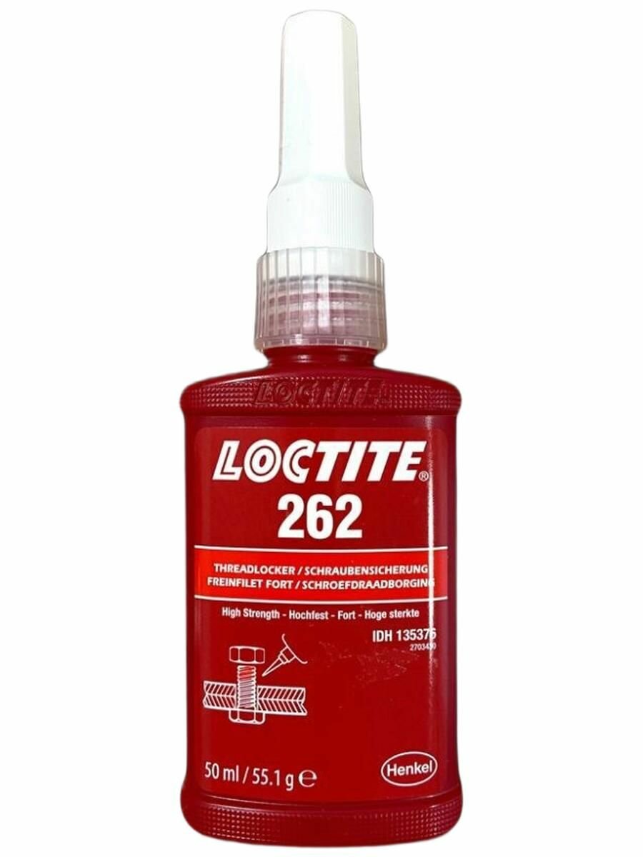 Loctite 262 по 50 мл, фиксатор резьбы с прочностью выше среднего, красного цвета, универсальный. (Срок годности 11/2025) . Полностью рабочий материал! Ирландия