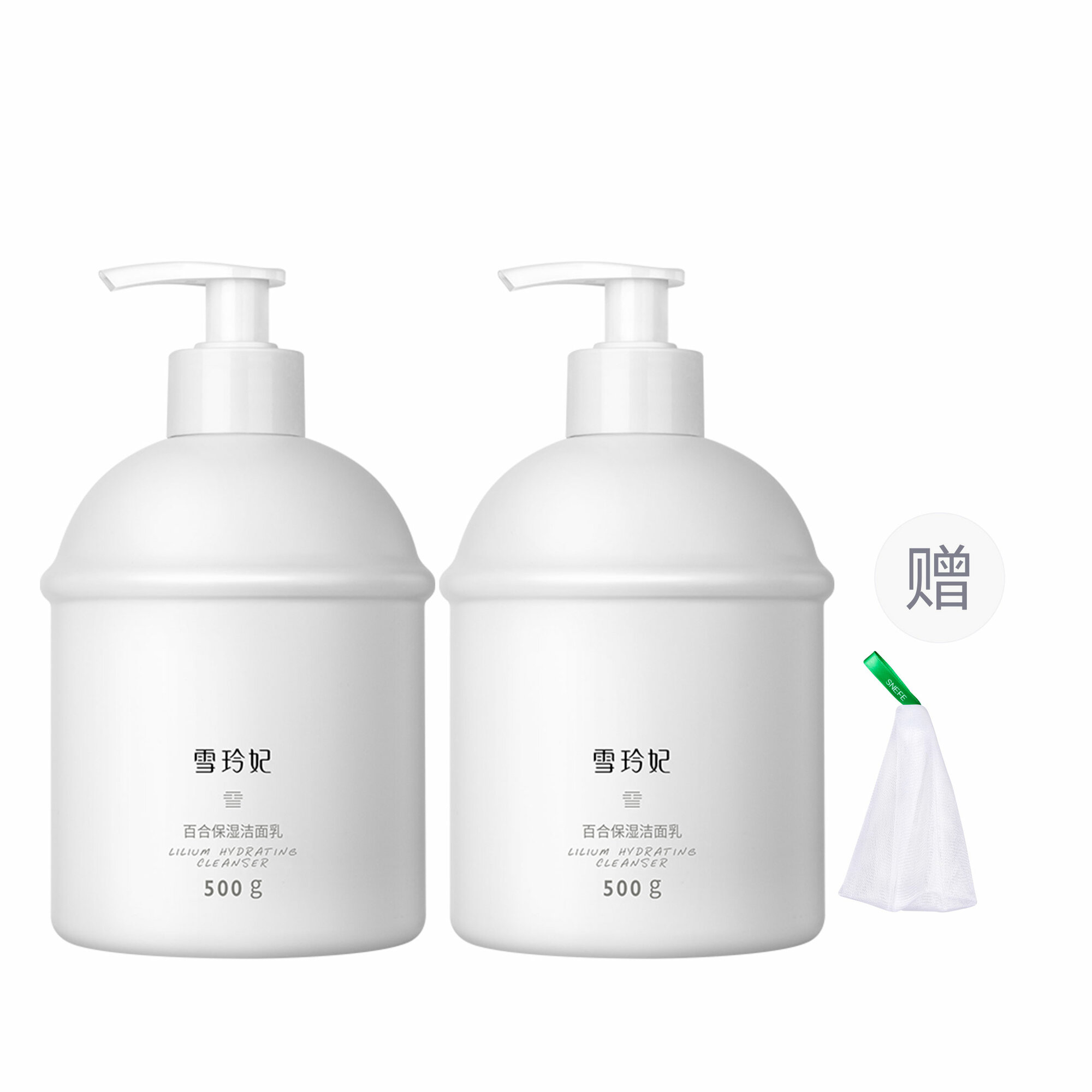 Молочко для умывания унисекс SNEFE White Fat Lily для увлажнения и контроля себума смешанной жирной кожи с акне, 500 мл, 500ml*2+Foaming Nets *1