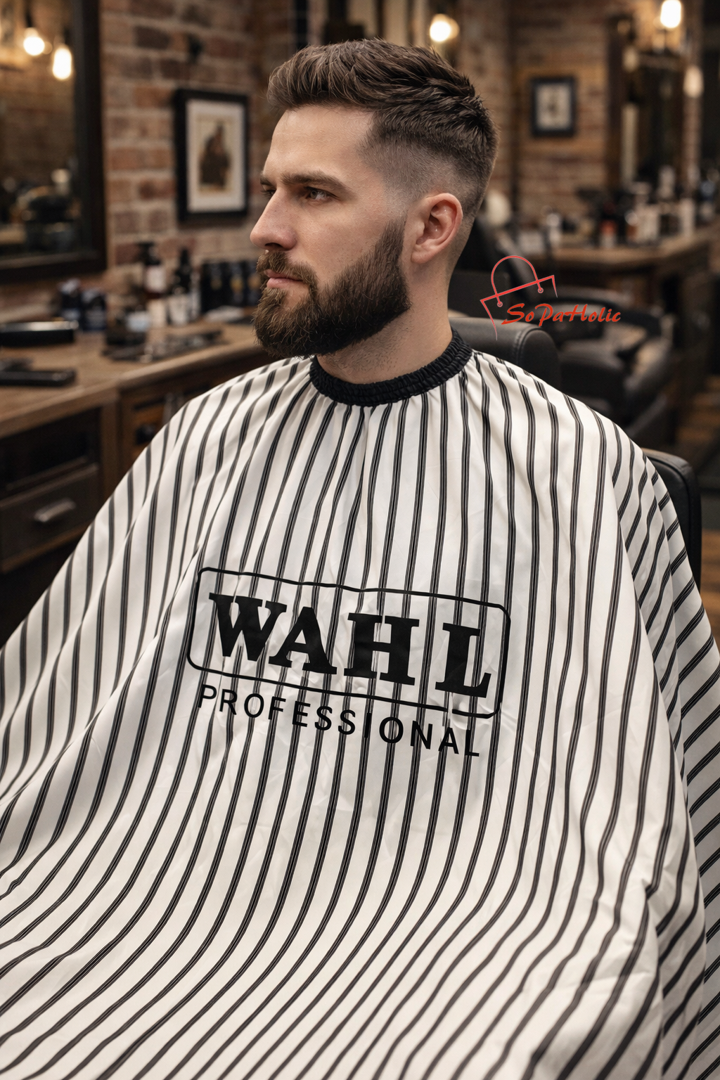 Парикмахерский пеньюар WAHL Professional, черно-белый, 140x160см
