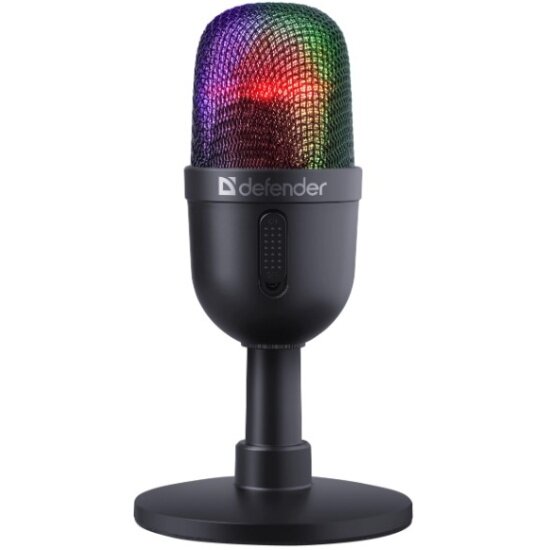 Игровой стрим микрофон Defender Forte GMC 350 USB, RGB, провод 2 м