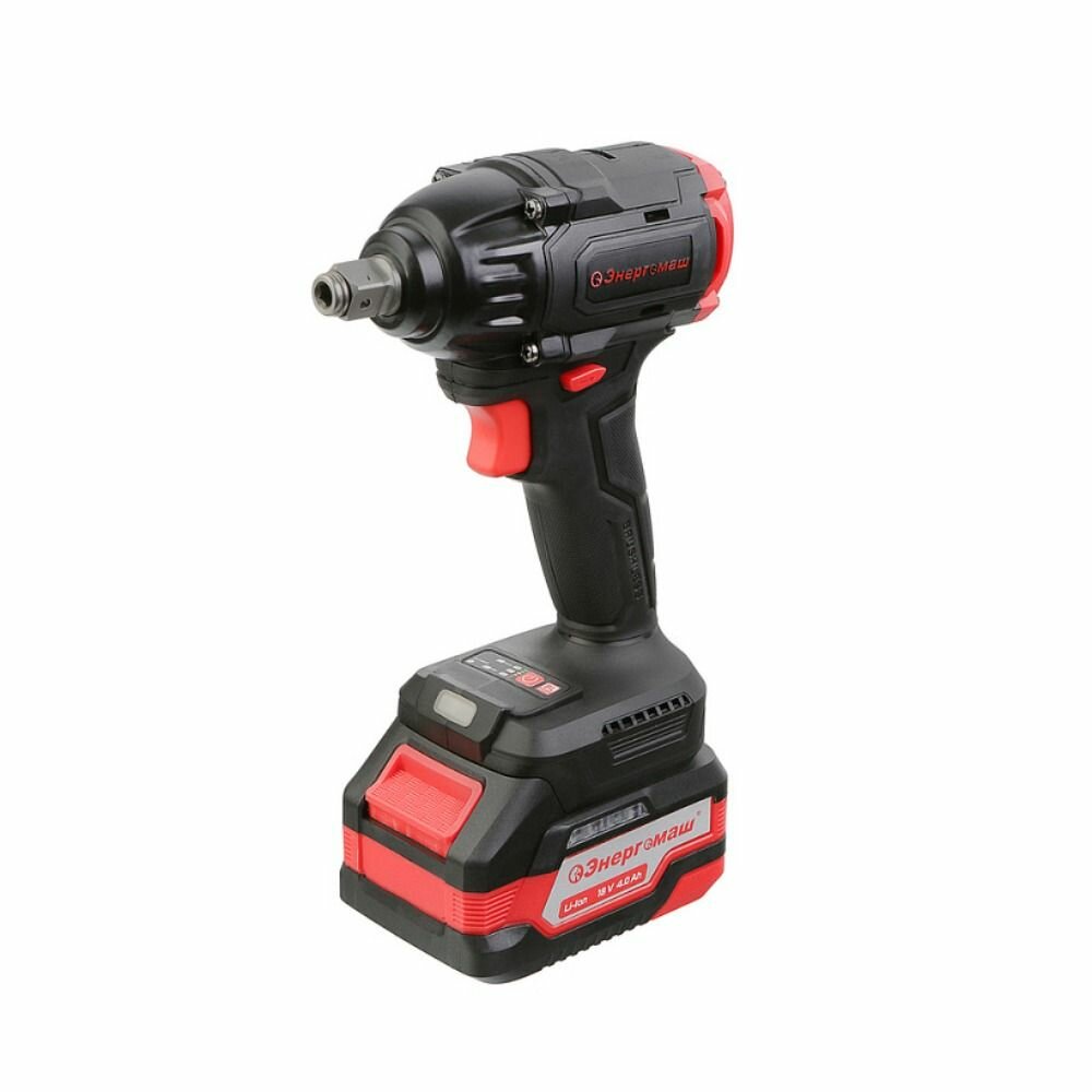 Гайковерт аккумуляторный Энергомаш мощность 18В, 0-1600, 0-2300 об/м, 350 Нм, ударный, 4 Ач, 1 аккумулятор, бесщёточный, LI-ION ГА-350 Энергомаш*1/5