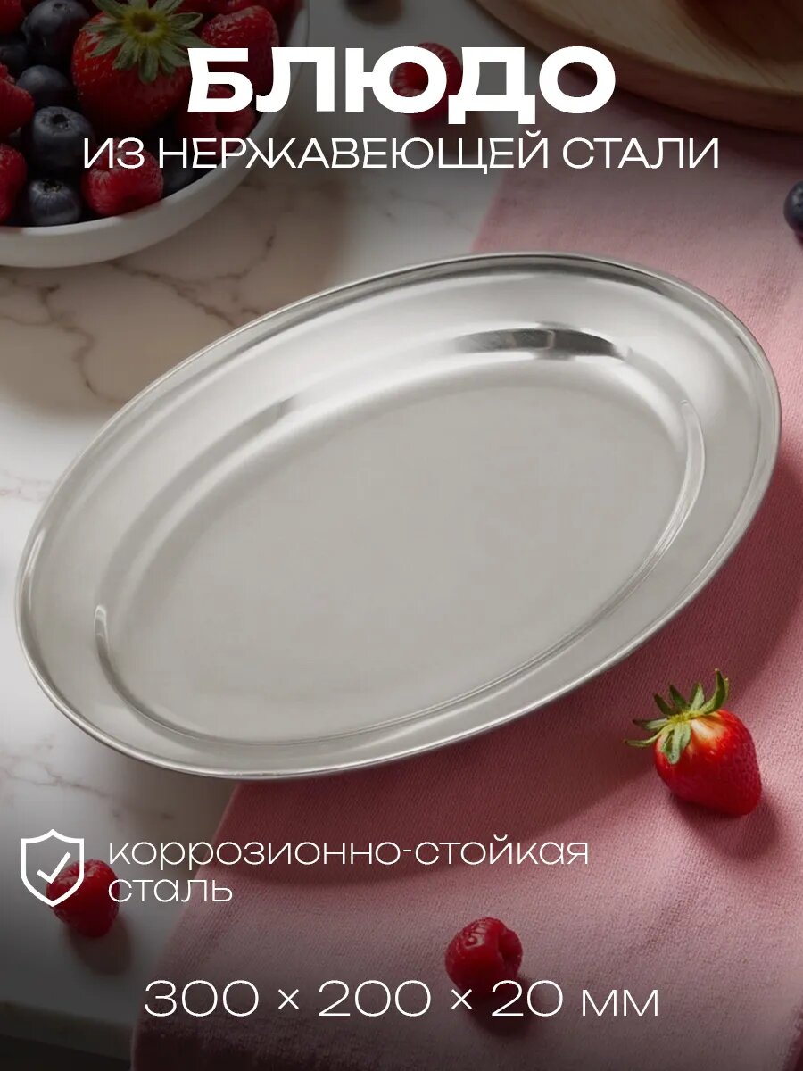Блюдо из нержавеющей стали 30х20х2см профи