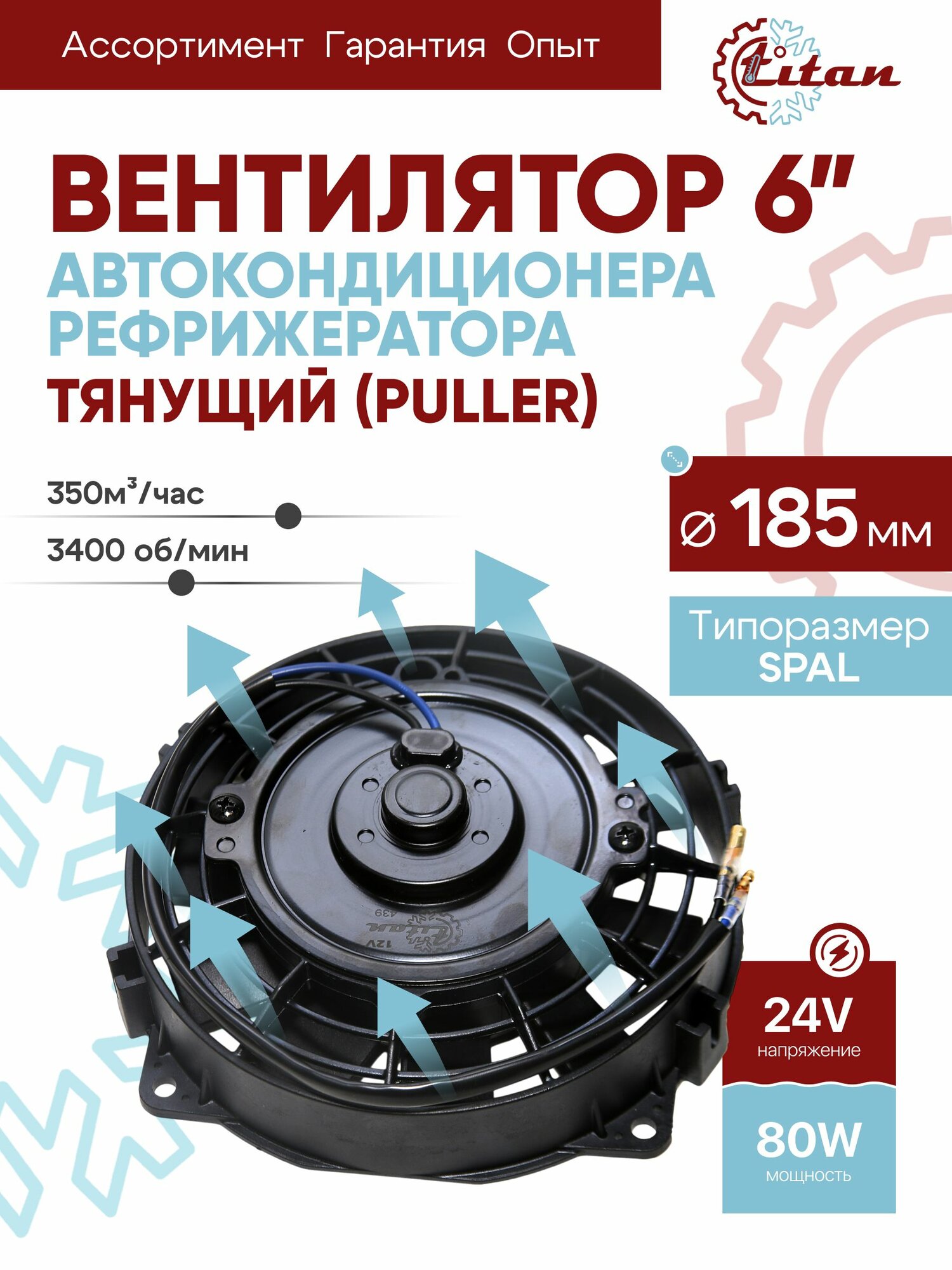 Вентилятор 6" 24V Puller 80W TITAN