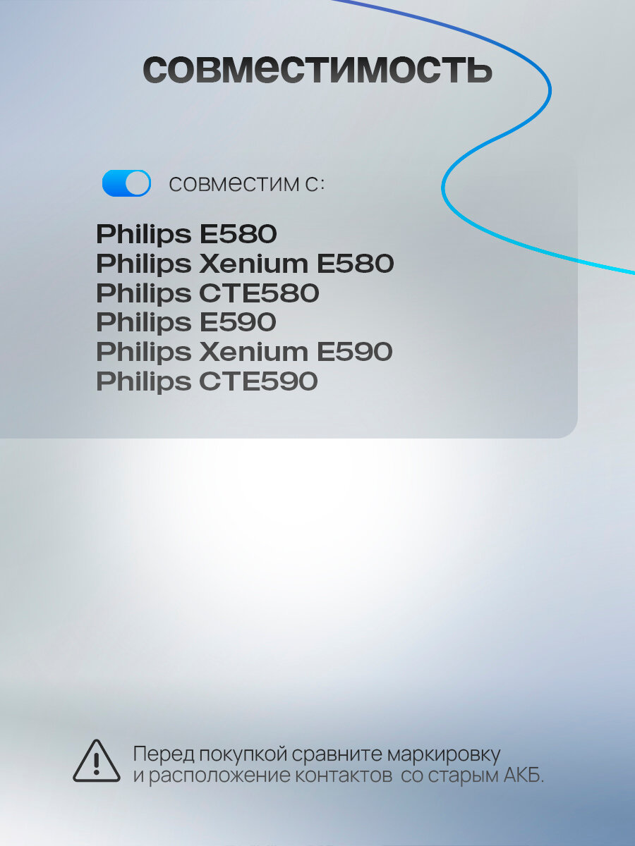 Аккумулятор AB3100CWMF для Philips Xenium E580 / E590, батарея — фото 1