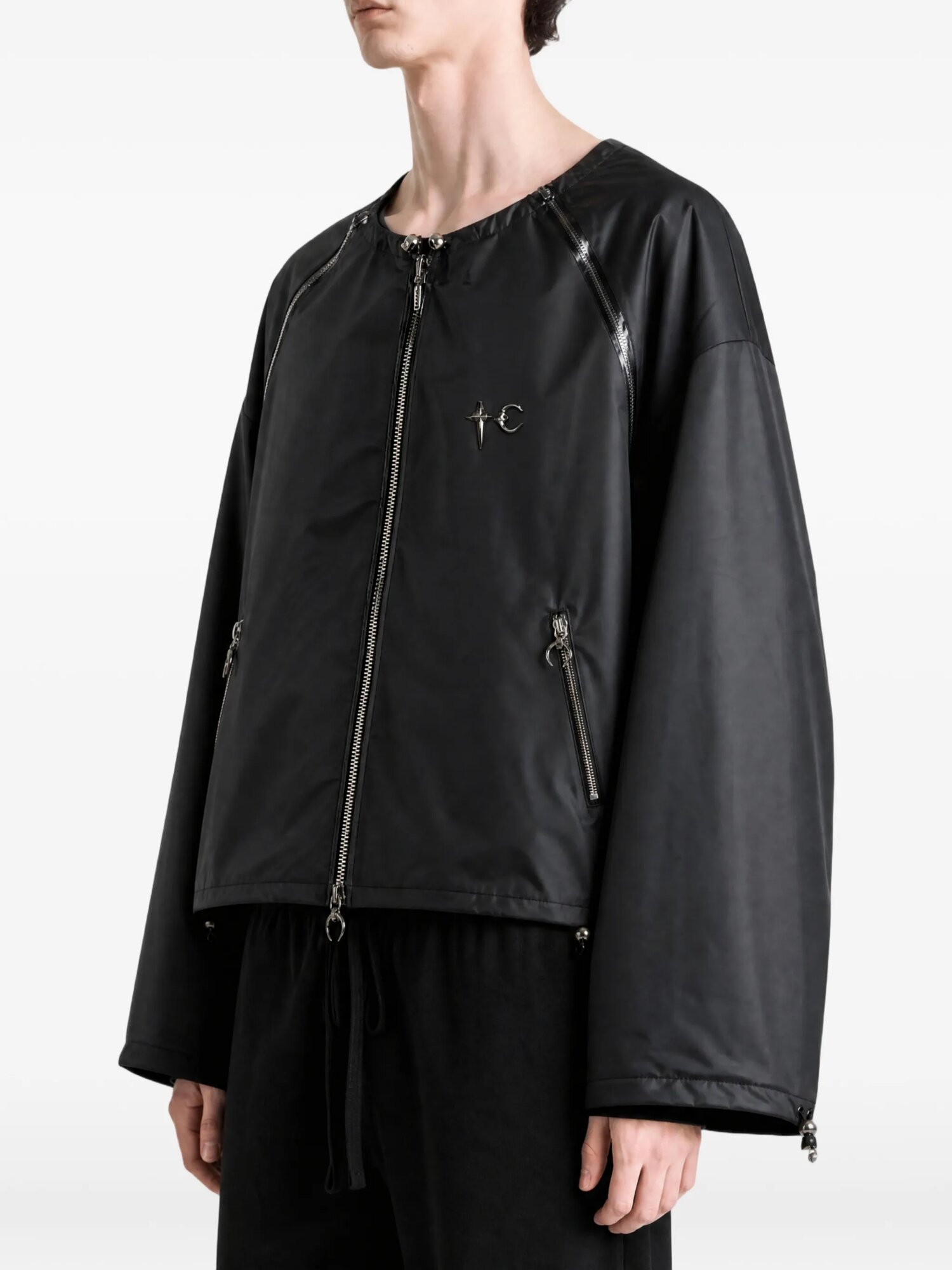 Куртка THUG CLUB Logo-detail zip-up jacket, размер 52, black/black — фото 1