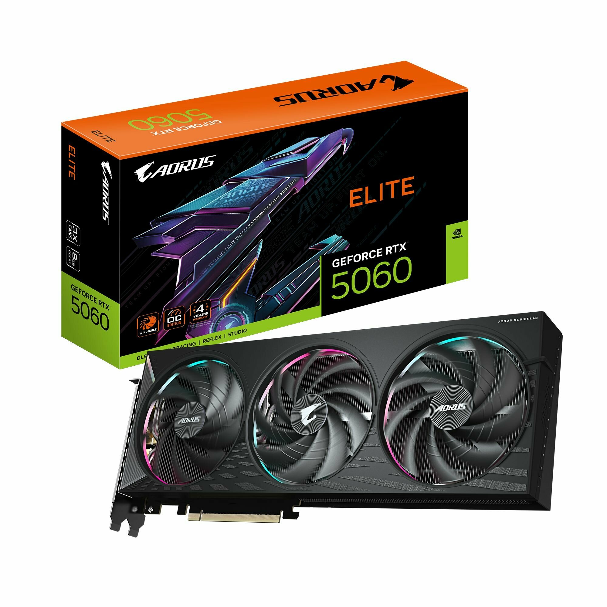 Видеокарта Gigabyte NVIDIA GeForce RTX 5060 Aorus Elite 8GB GV-N5060AORUS E-8GD