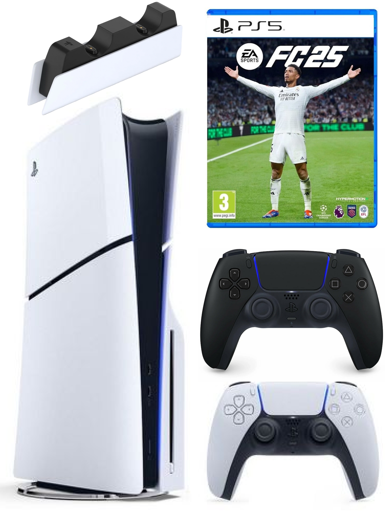 Игровая приставка Sony PS 5 Slim, 1ТБ(с дисководом)+2 геймпад (черный)+Зарядная станция+ FC25,(за подробностями в чат)