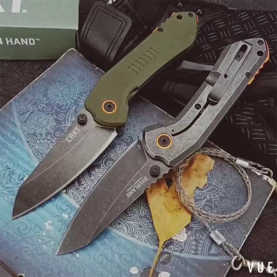 Тактический складной нож CRKT 6280 для активного отдыха, лезвие из стали 8Cr13MoV, рукоять из стали 420 + углеродного волокна/зеленая рукоять G10, для охоты и самообороны