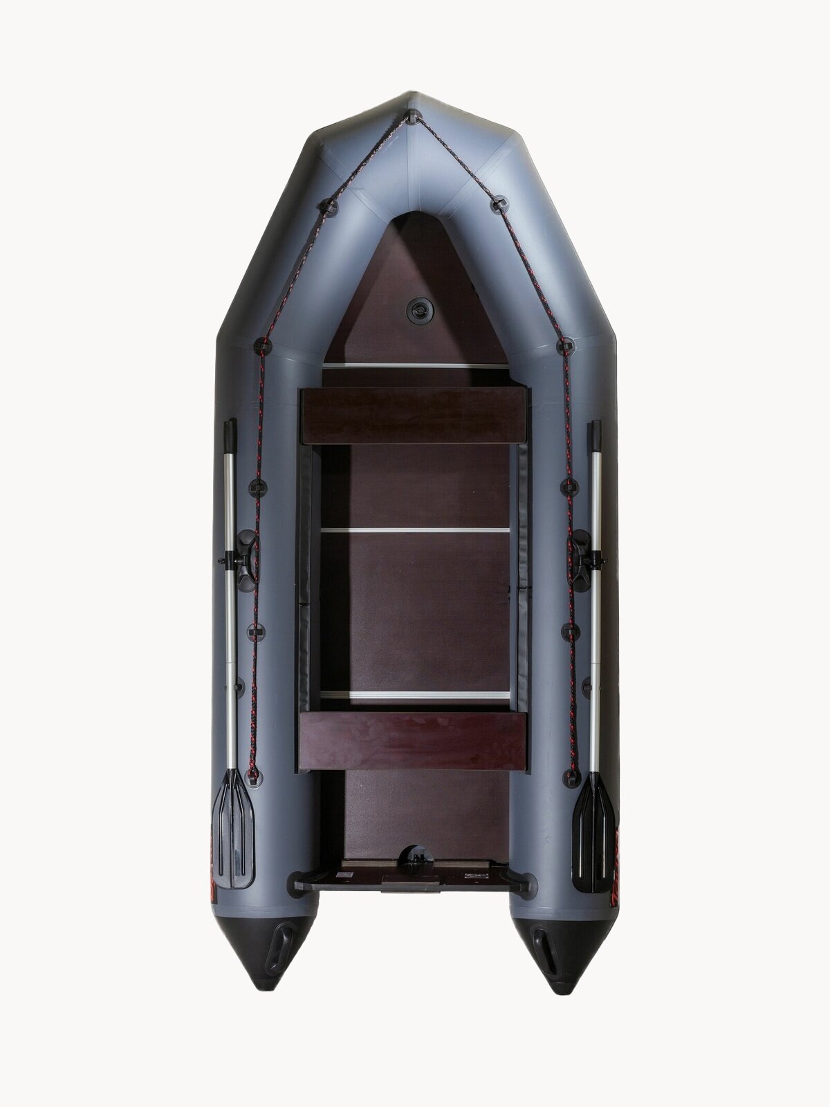 Лодка моторная килевая Тайга 320 ЖС (сплошной фанерный настил с алюминиевым Н-профилем и стрингером), серая