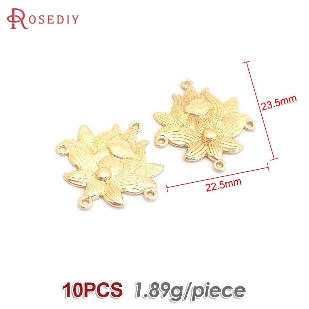 Подвески для сережек Rosediy, 18K Gold Color, 23.5x22.5 мм, 10 шт