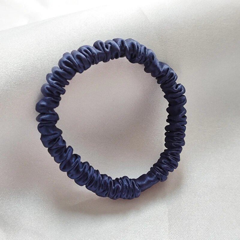 Шелковые резинки для волос 19 Momme Синий, Navy blue