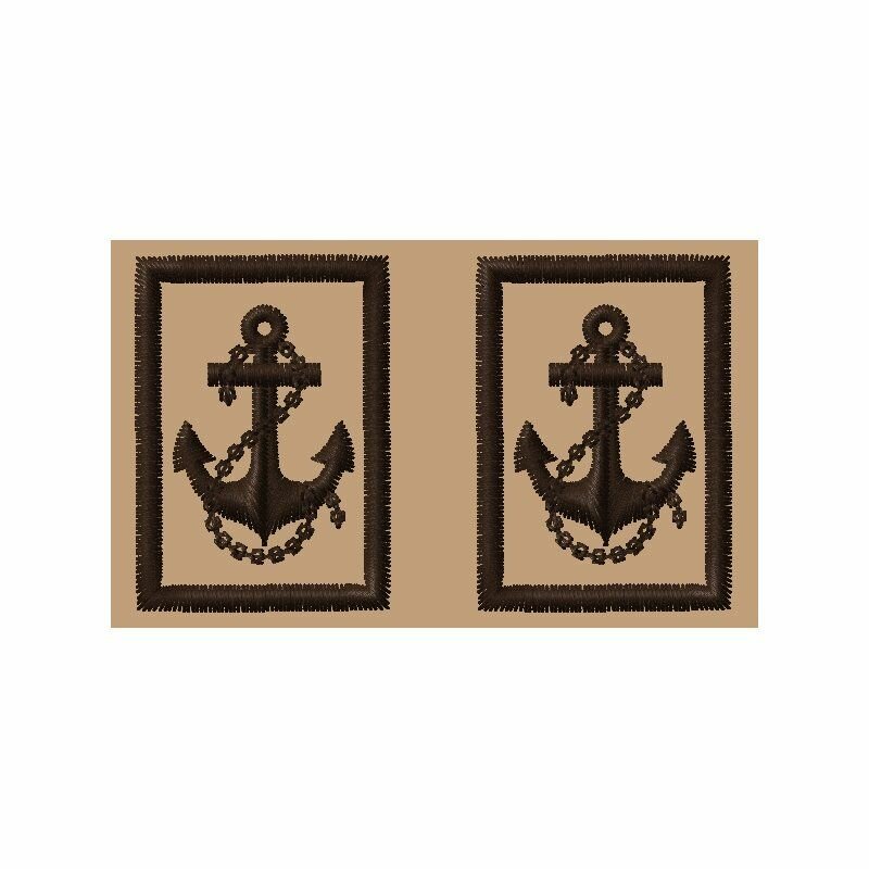 Петлицы ВМФ, на песочном материале. С липучкой. Размер 35x25 мм по вышивке.