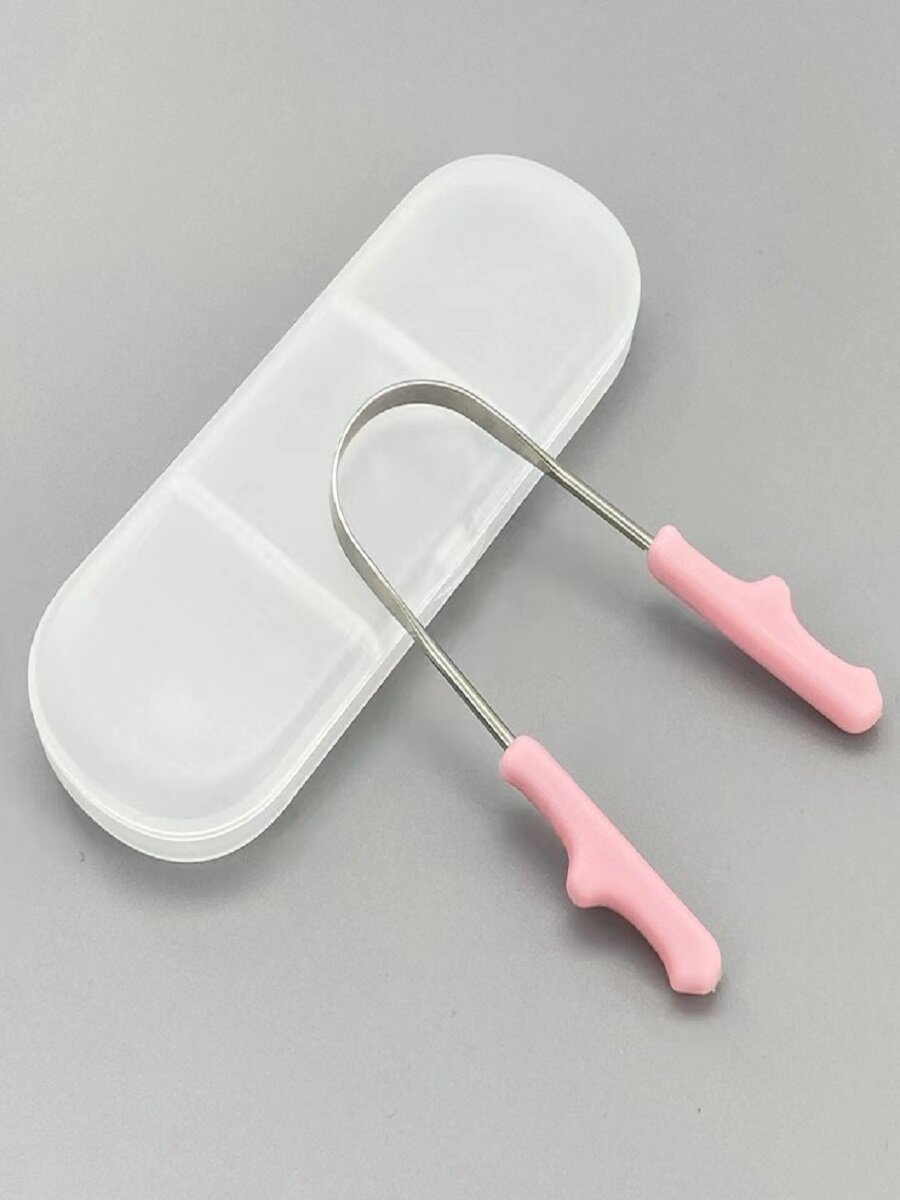 U-образный скребок для языка из нержавеющей стали с пластиковой ручкой, средство для очистки покрытия языка