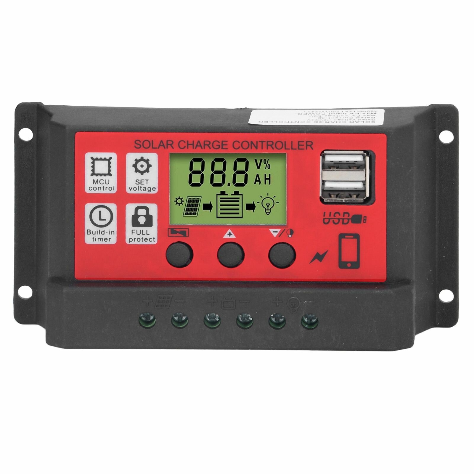 Uadme PWM контроллер 30A, 12V/24V, регулируемый, ЖК-дисплей