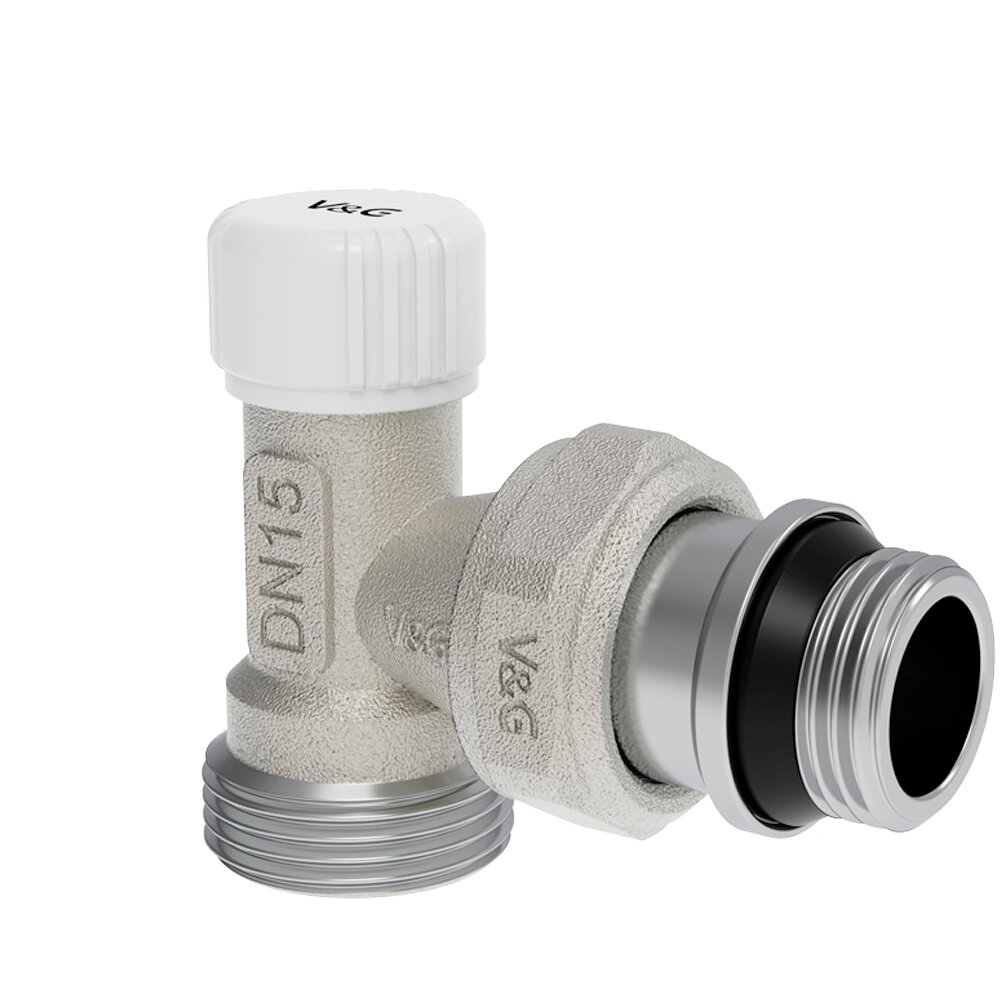 V&G VALOGIN Вентиль радиаторный запорно-балансировочный, угловой 1/2" х 3/4"ЕК