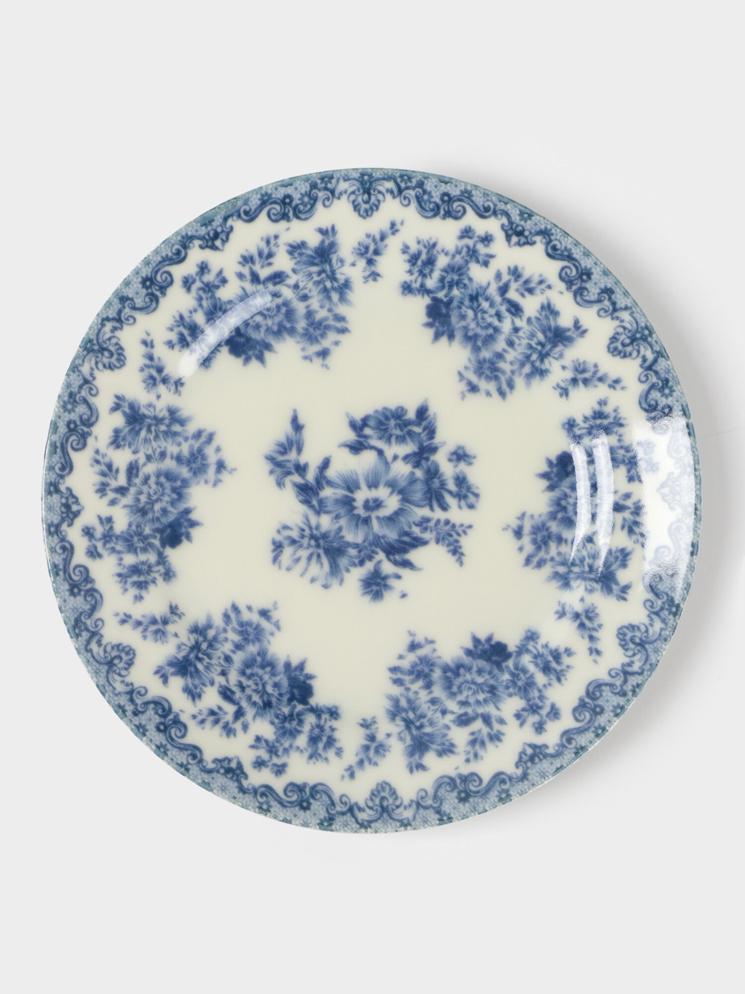 Тарелка Добрушский завод «Версаль», d=17.5 см, фарфор, белая, синяя