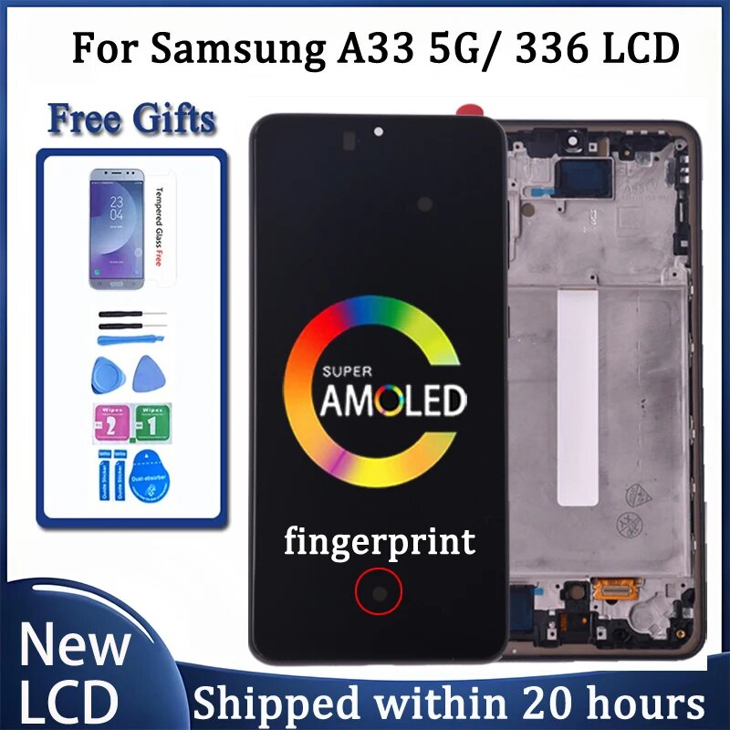 6,4-дюймовый Super AMOLED-дисплей для Samsung A33 5G ЖК-дисплей A336 с цифровым преобразователем сенсорного экрана в сборе для Samsung A33 5G A336B ЖК-дисплей TFT With Frame