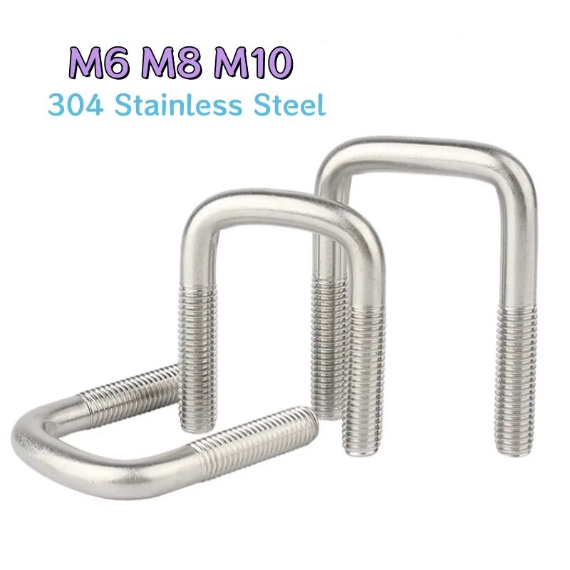 Нержавеющая сталь 304 U-образный болт М6 М8 М10 M6x25x70-(2pcs)