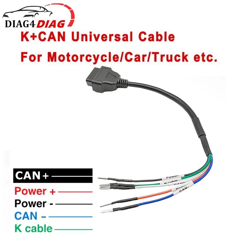 Универсальный Диагностический Кабель K+CAN OBD2 Для Мотоциклов С Диагностическим Кабелем K-Line, CAN И Кабелем Питания