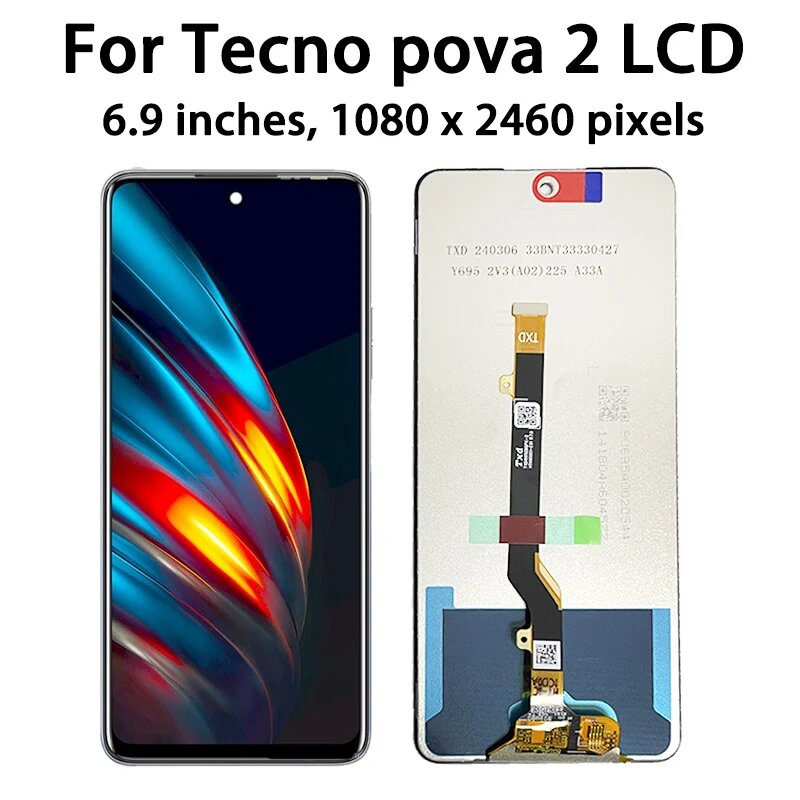6,9 "экран для Tecno Pova 2 Pova2 ЖК-экран сенсорный датчик дигитайзер в сборе LE7 LE7n запасные части для экрана дисплея